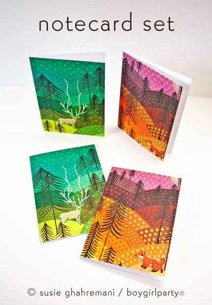 Sunrise / Sunset Art Note Cards (Set of 4 Notecards with envelopes ...