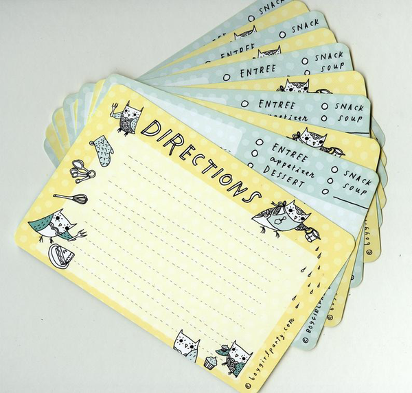 Owl Recipe Cards (Set of 10) by Susie Ghahremani / boygirlparty.com ...