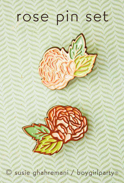 Native Poppy Rose Pin Set, Valentines Day Rose Enamel Pins, Wedding ...