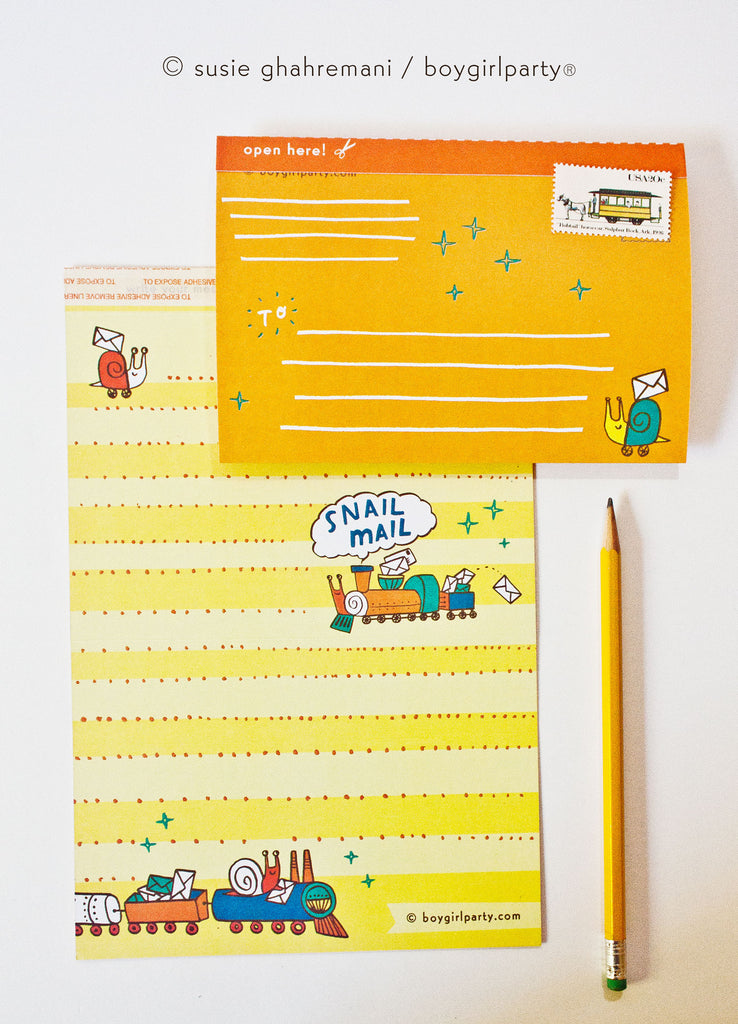 Snail Mail Stationery Set – Fold and Mail Letter Set by boygirlparty ...
