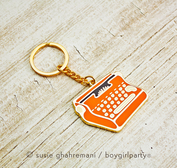 Red Typewriter Keychain -- Hard Enamel Key Chain – the boygirlparty ...
